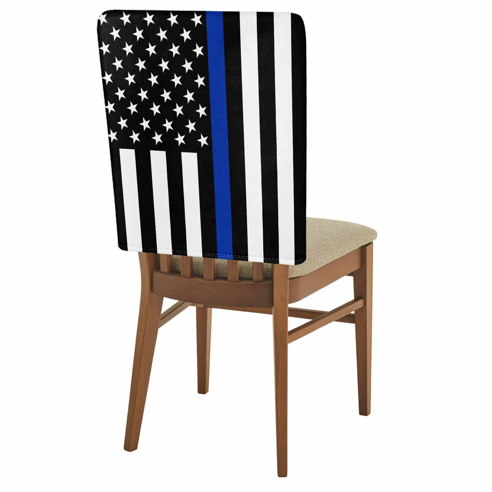 Blue Line American Flag Chair Back Covers Set of 1, White Black Stripes ...