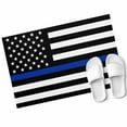 Blue Line American Flag Door Mat White Black Stripes Vintage Non Slip ...