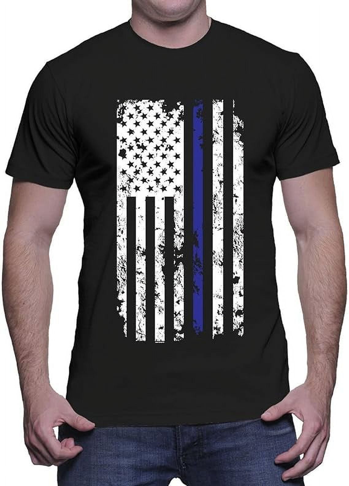 Blue Line American Flag - Support Cops Police Men's T-Shirt - Walmart.com