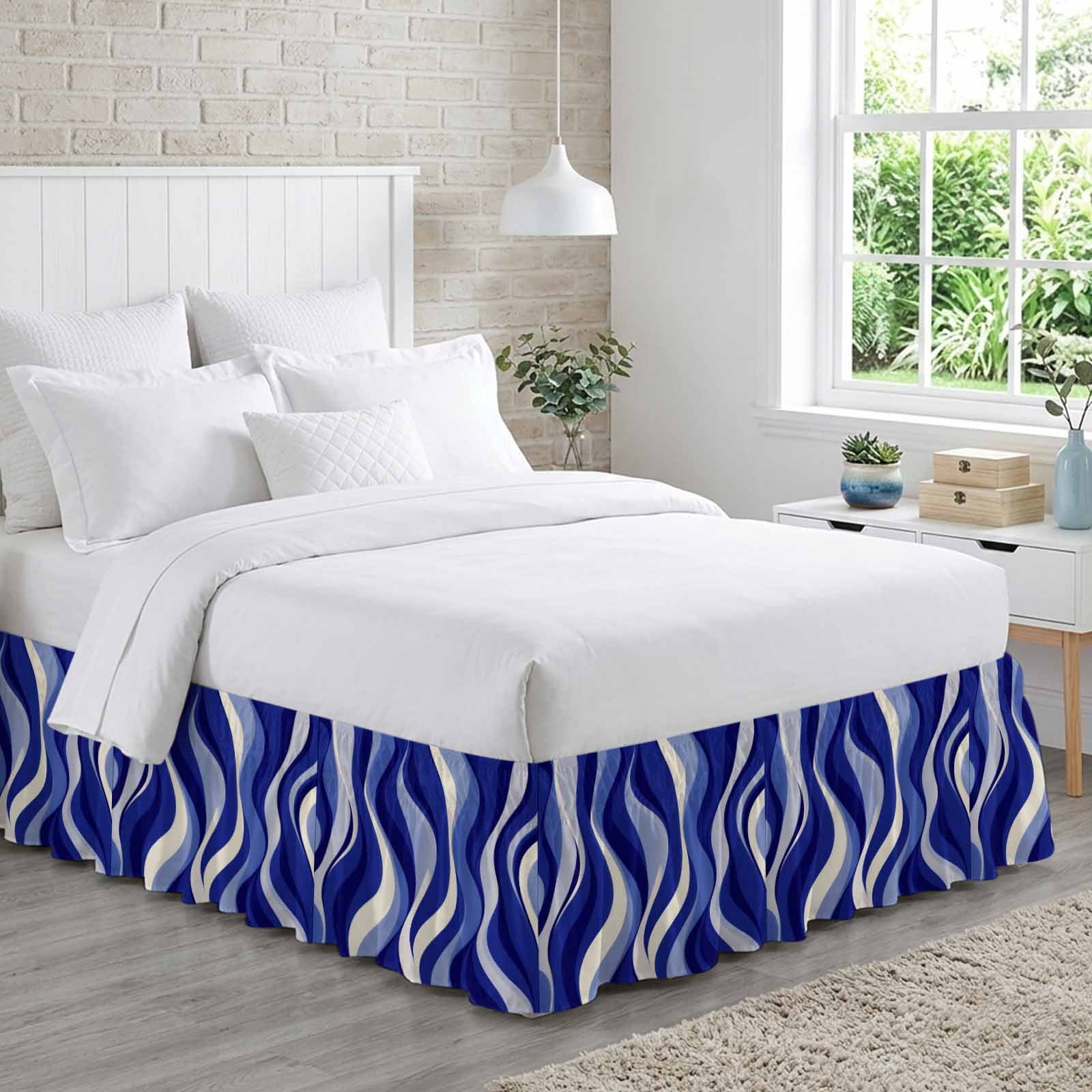 Blue Line Bed Skirt King Size 16 Inch Drop, Gradient Abstract Twisted ...