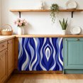 Blue Line Cabinet Curtains 10" W x 11" L Gradient Abstract Twisted Wave ...