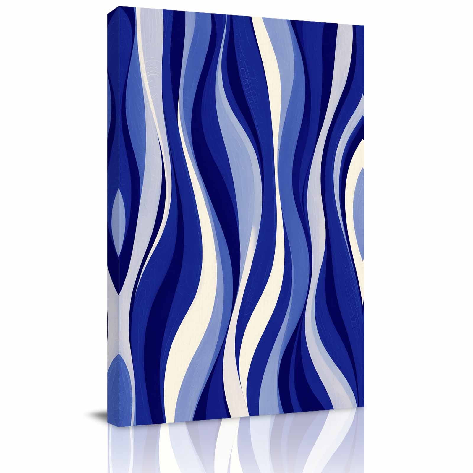 Blue Line Canvas Wall Art for Living Room, Gradient Abstract Twisted ...
