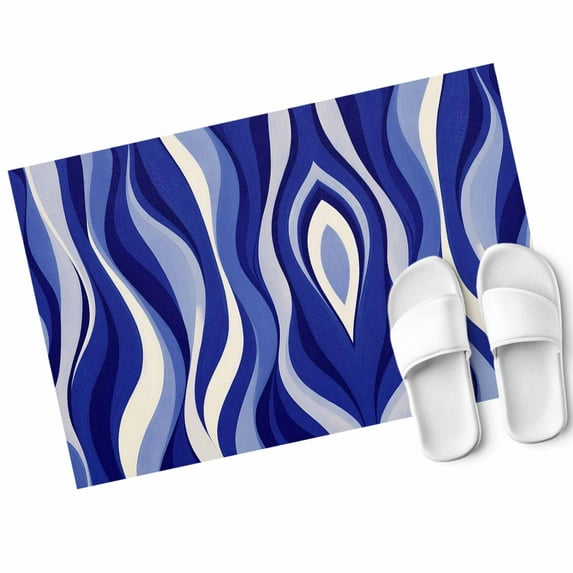 Blue Line Door Mat Gradient Abstract Twisted Wave Non Slip Absorbent ...