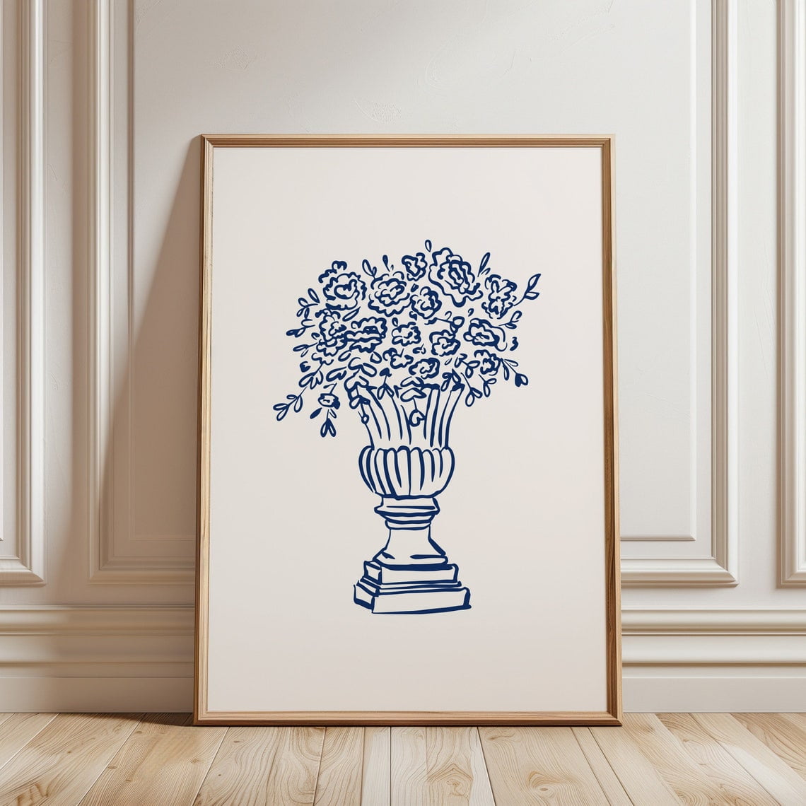 Blue Line Flower Vase Poster Vintage Botanical Sketch Poster Decor ...