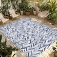 Blue Line Outdoor Rug, Retro Abstract Art Geometric Watercolor Blue ...
