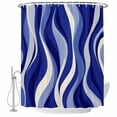 Blue Line Shower Curtain, 48" x 72", Gradient Abstract Twisted Wave ...