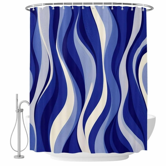 Blue Line Shower Curtain, 48" x 72", Gradient Abstract Twisted Wave ...
