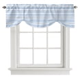 Blue Line Tie Up Valance Curtains Watercolor Striped Adjustable Light ...