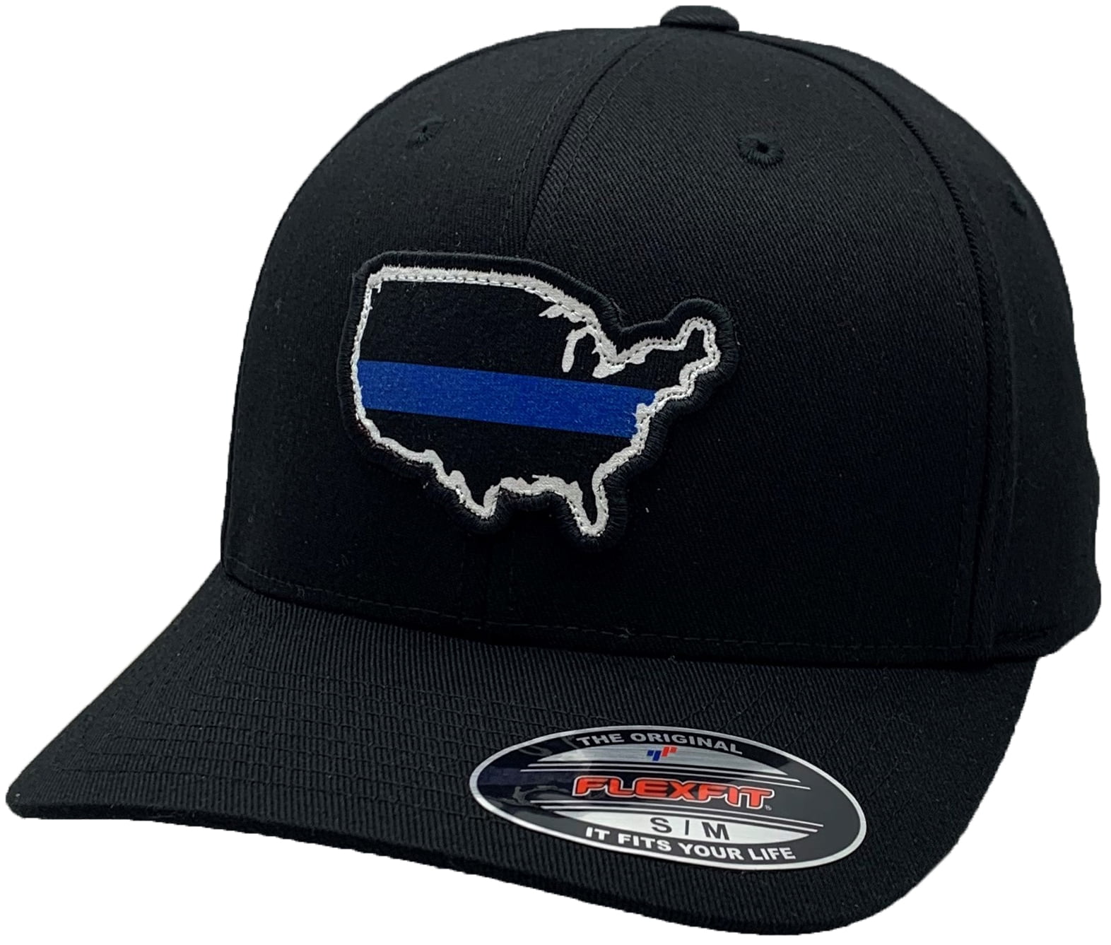 Blue Line U.S Map Patch Flex Fit Hat Black - Walmart Business Supplies
