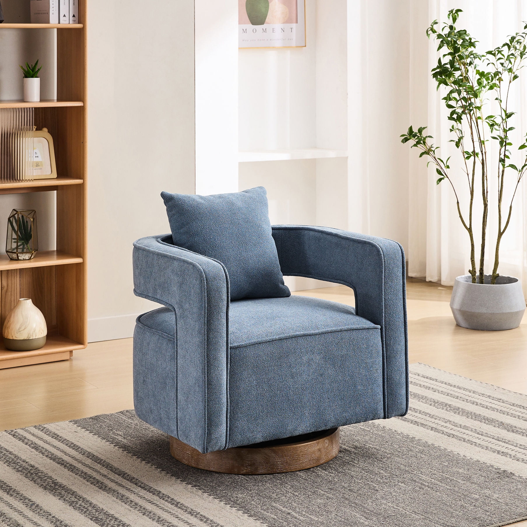 Blue, Linen Blend Fabric - 360° Rotation & Plywood Frame - Ideal for ...