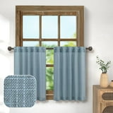 Blue Linen Kitchen Curtains Farmhouse Style 36 Inch Length 2 Panel ...