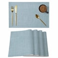 Blue Linen Placemats Set of 4, Farmhouse Pure Color Country Vintage Non ...