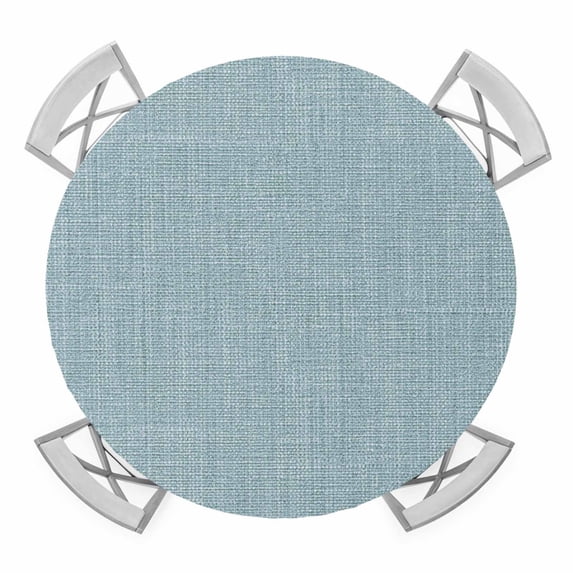 Blue Linen Round Table Cover, Farmhouse Pure Color Country Vintage ...