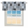 Blue Linen Squares Valances for Windows, Rod Pocket Kitchen Valance ...