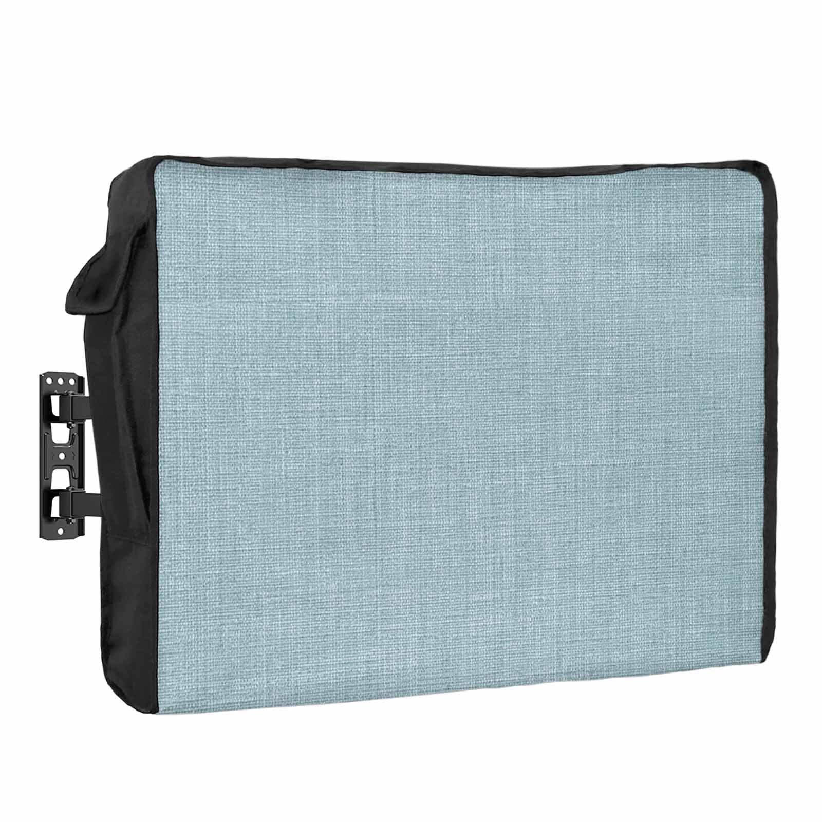 Blue Linen Waterproof Outdoor TV Cover, Farmhouse Pure Color Country ...