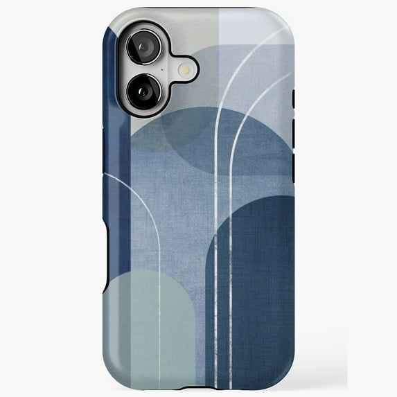 Blue Linen Woven Texture Minimal Mid Century Modern Art Case 17 16 15 ...