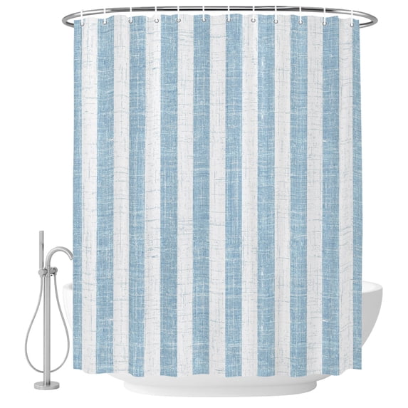 Blue Linens Shower Curtain Set with Hooks, Modern Abstract Stripes ...