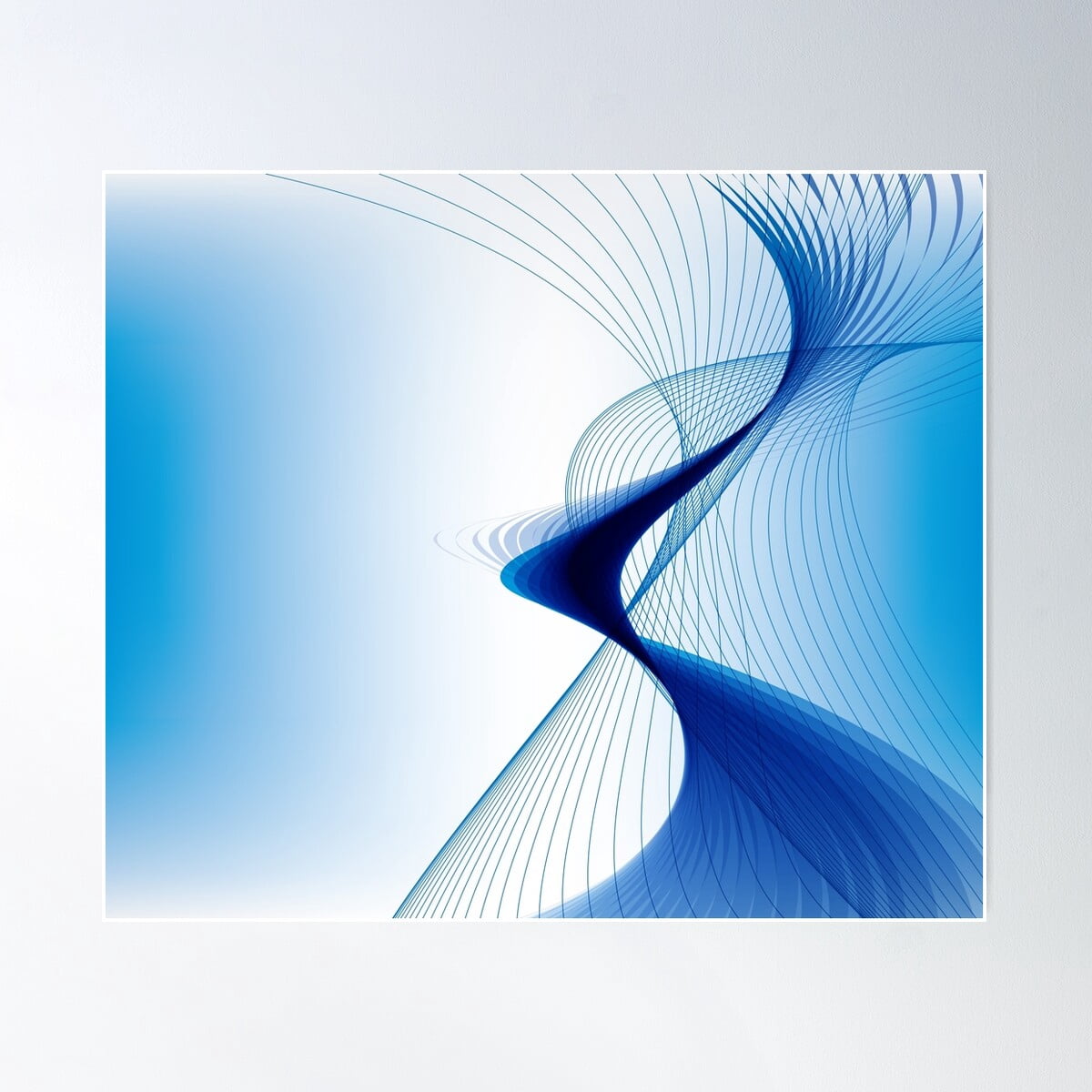 Blue Lines Abstract Art Poster Wall Art, Modern Wall Decor For Living ...