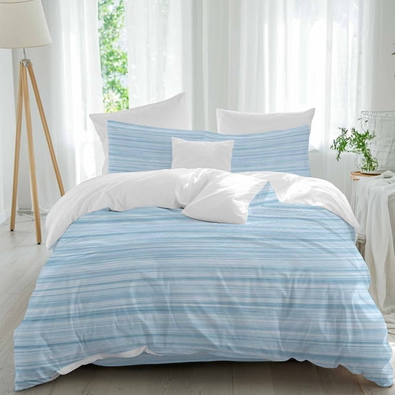 Blue Lines Bedding Duvet Cover Set King Size 4 Pieces, Modern Abstract ...