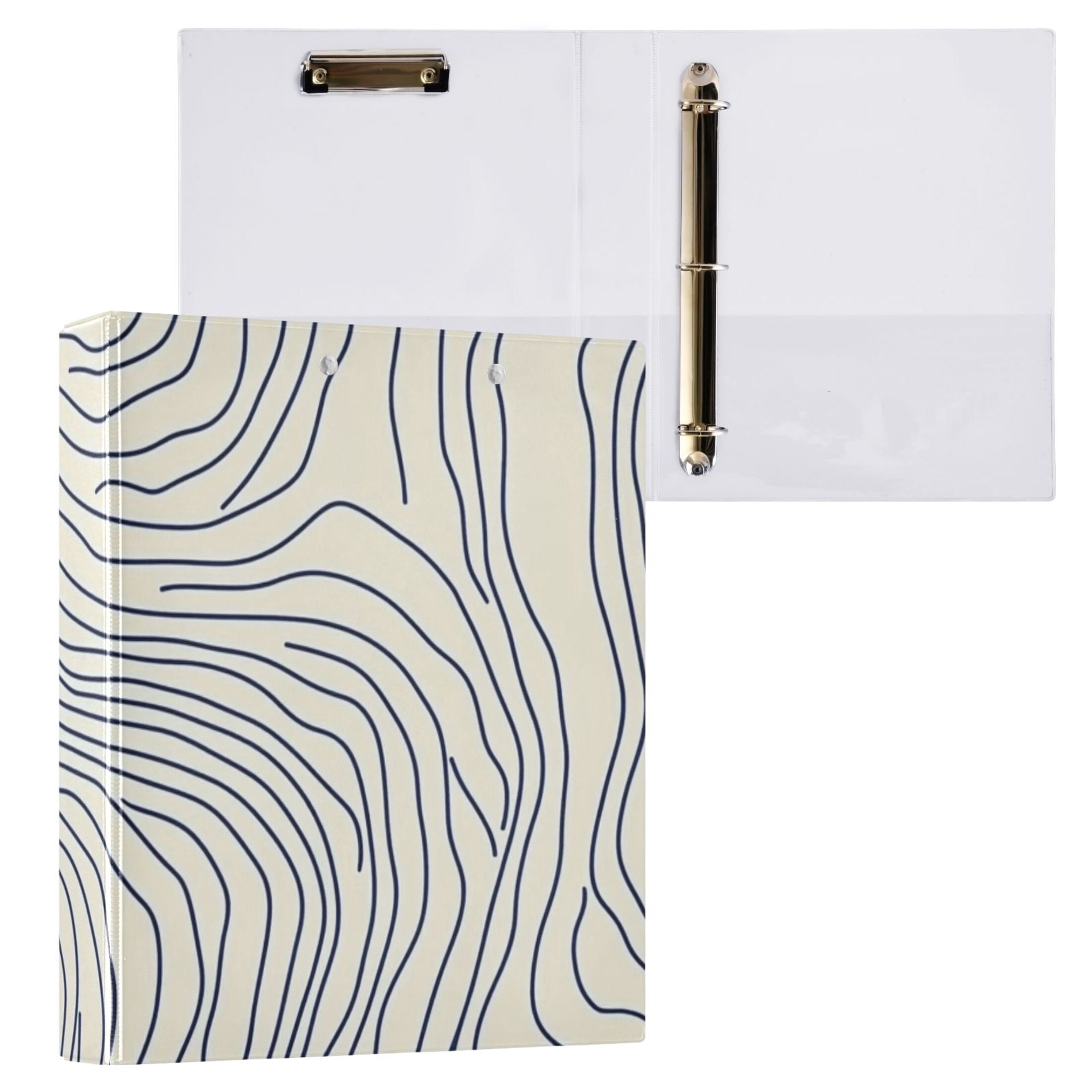 Blue Lines Curves 3 Ring Binders 1.5 inch Hardcover File Folders with ...