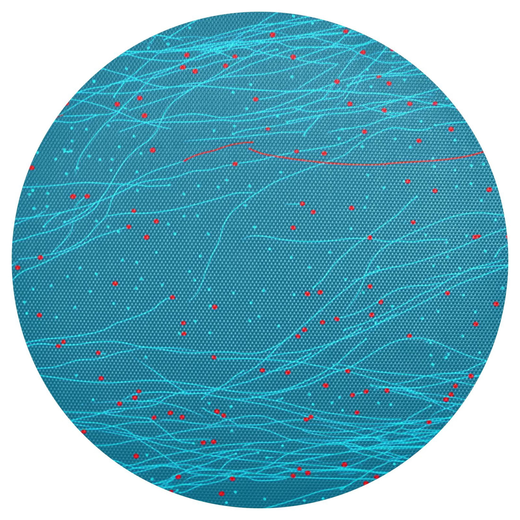 Blue Lines and Dots 4-Piece 15.4in Heat-Proof PVC Plate Mats, Easy Cut ...