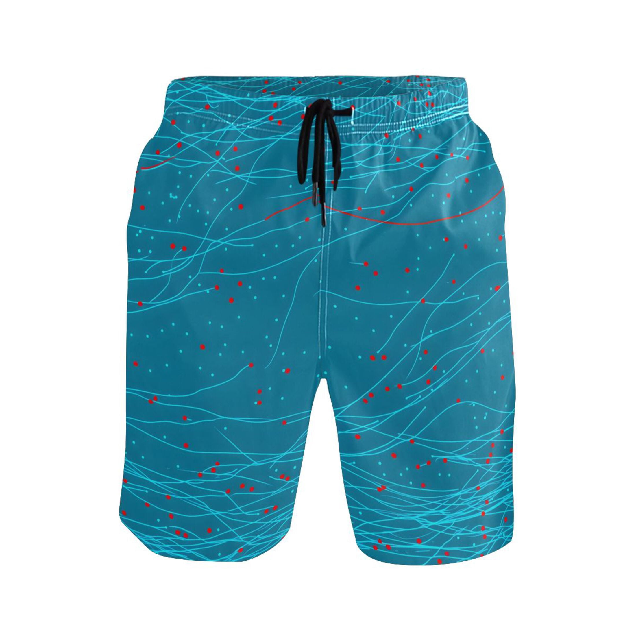 Blue Lines and Dots Mens Swim Trunks Quick Dry Board Shorts Breathable ...