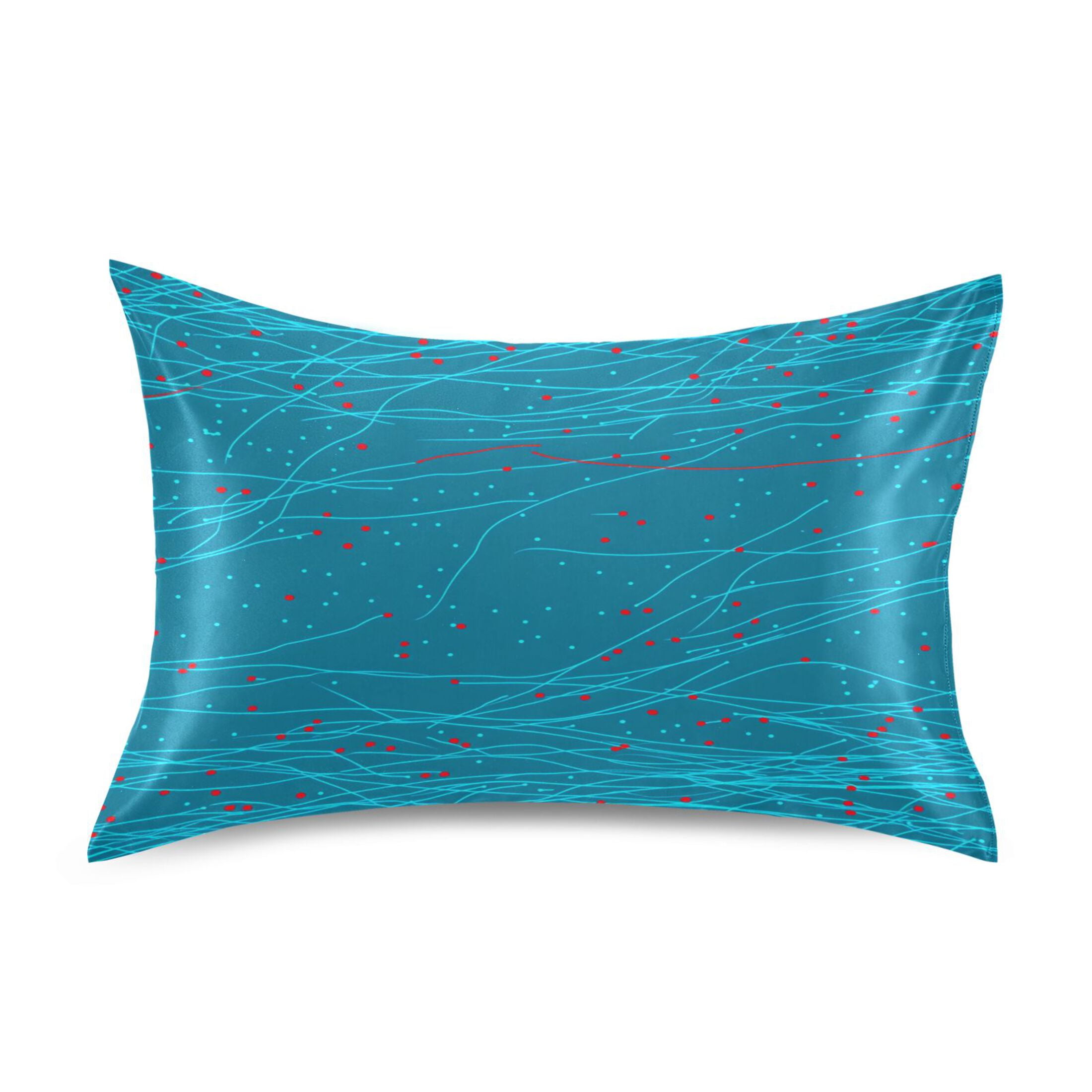 Blue Lines and Dots Queen Size Pillowcase Silky Smooth Finish Anti ...