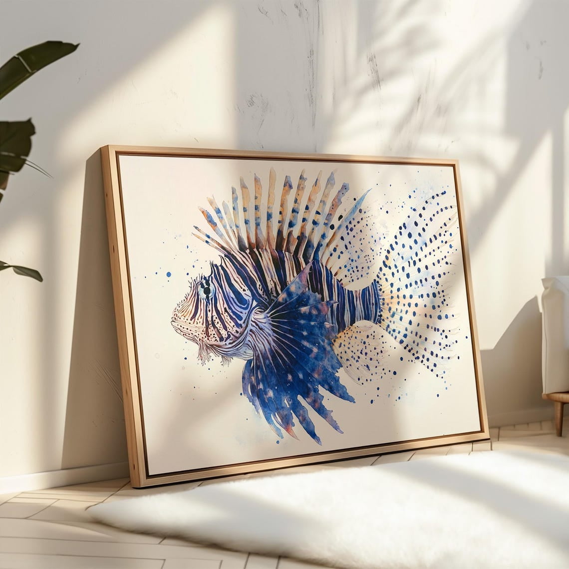 Blue Lionfish Watercolor Print – Ocean Marine Life Wall Art, Coastal ...