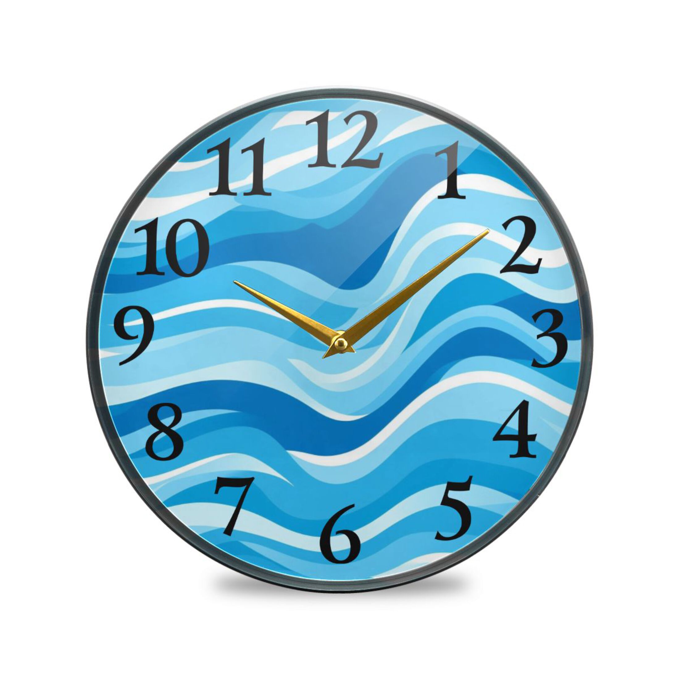 Blue Liquid Wall Clocks Battery Operated 9.5 Inch Round Clock Acrylic ...