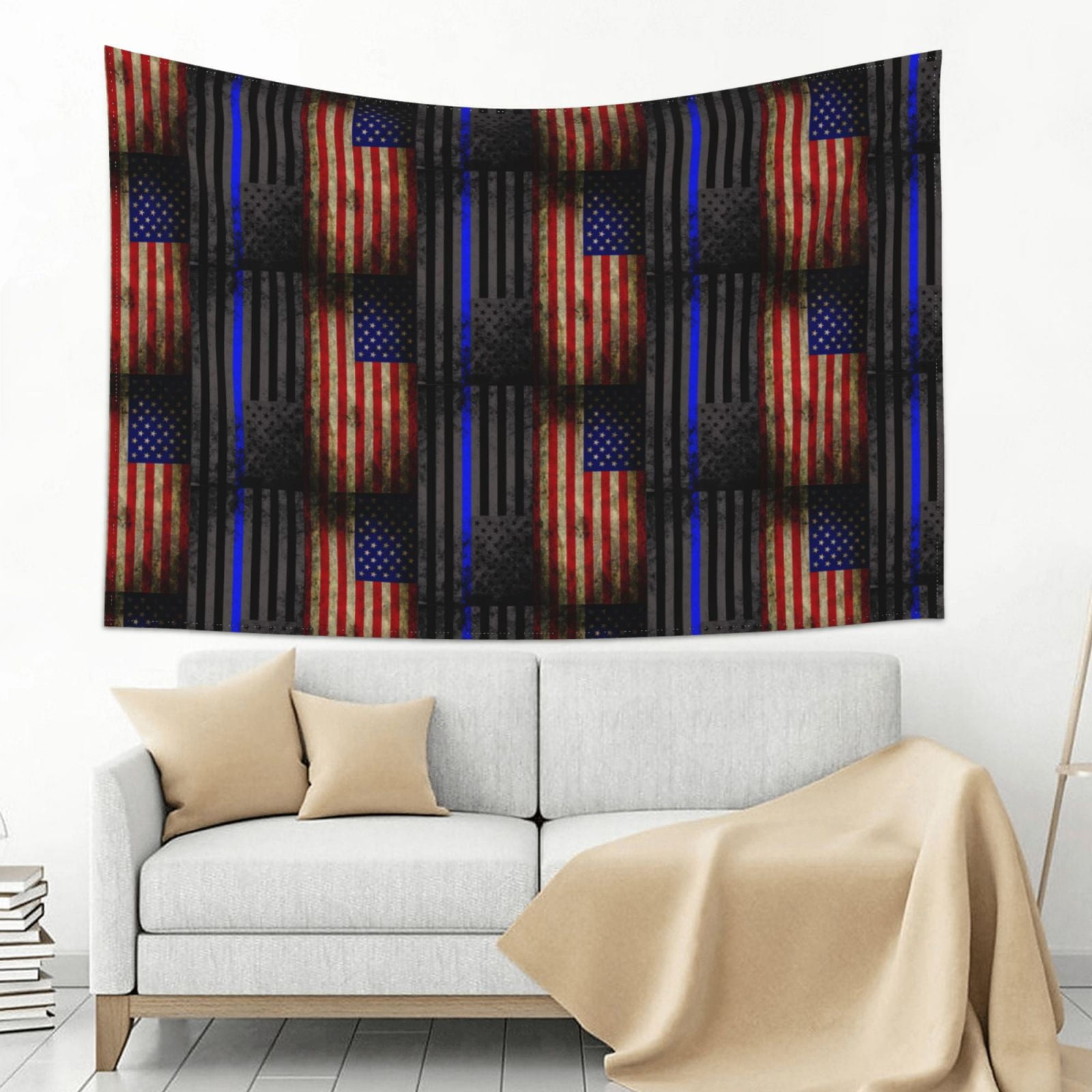 Blue Lives Matter Tapestry Wall Hanging Backdrop For Living Room ...