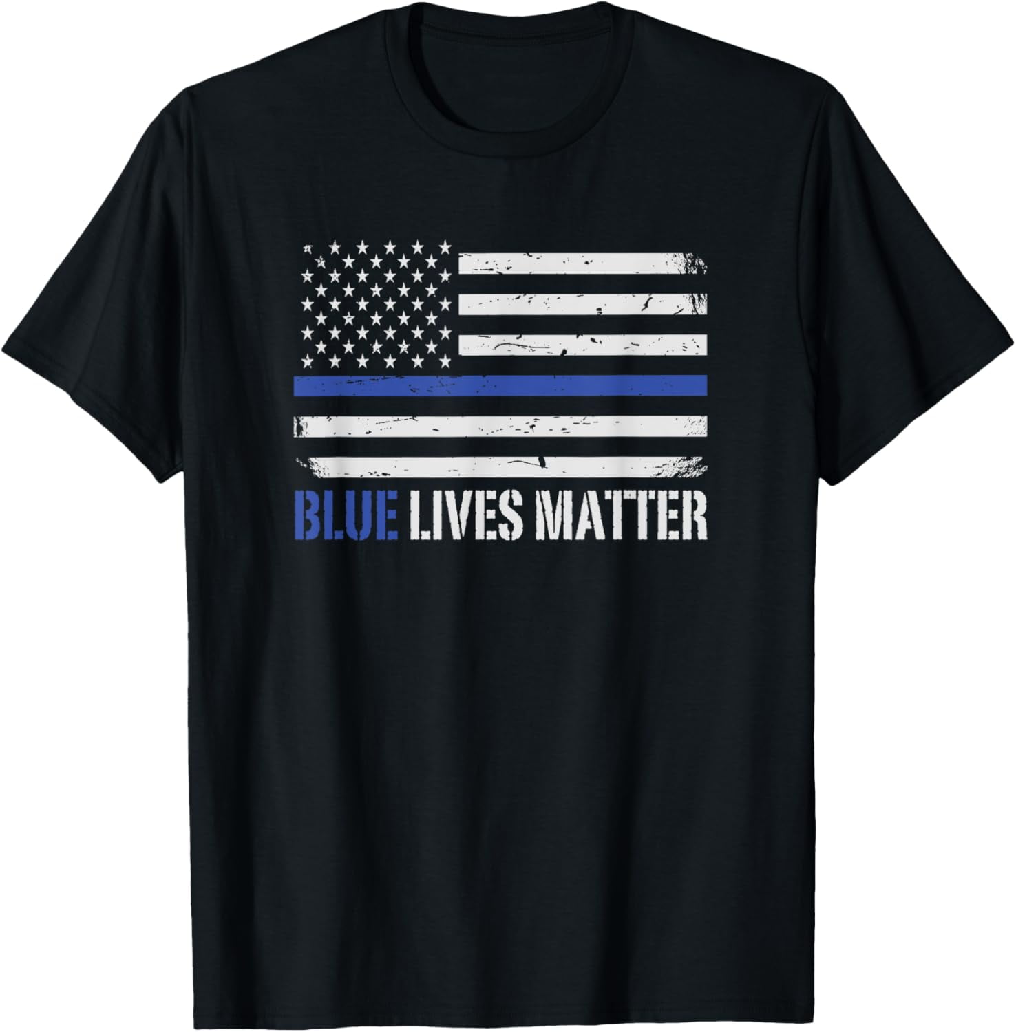 Blue Lives Matter Thin Blue Line American Flag Cop T-Shirt - Walmart.com
