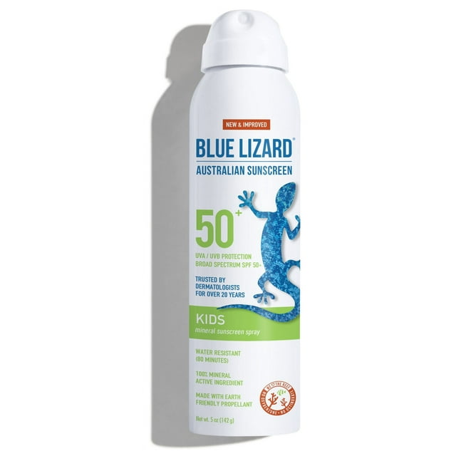 Blue Lizard Kids SPF 50 Mineral Sunscreen Spray, Broad Spectrum, 5 oz ...