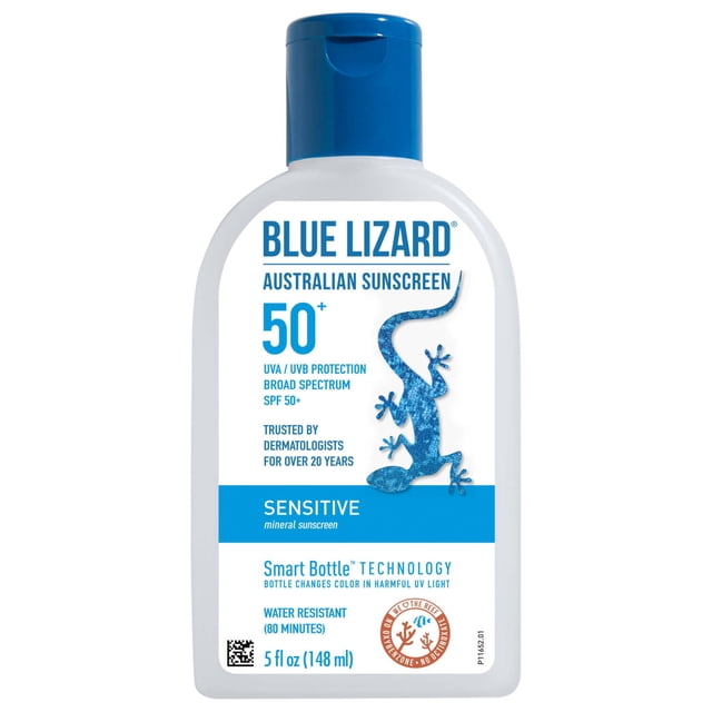 Blue Lizard Sensitive SPF 50 Mineral Sunscreen Lotion, Broad Spectrum ...