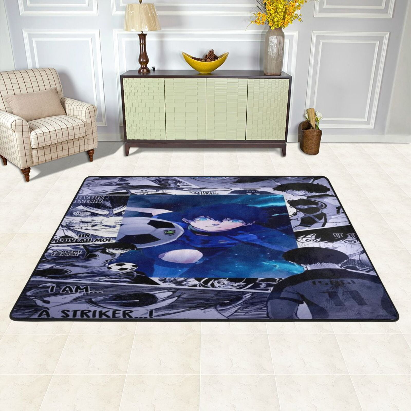Blue Lo-Ck Area Rugs Carpet Flannel Soft Anti-Slip Rug For Bedroom ...