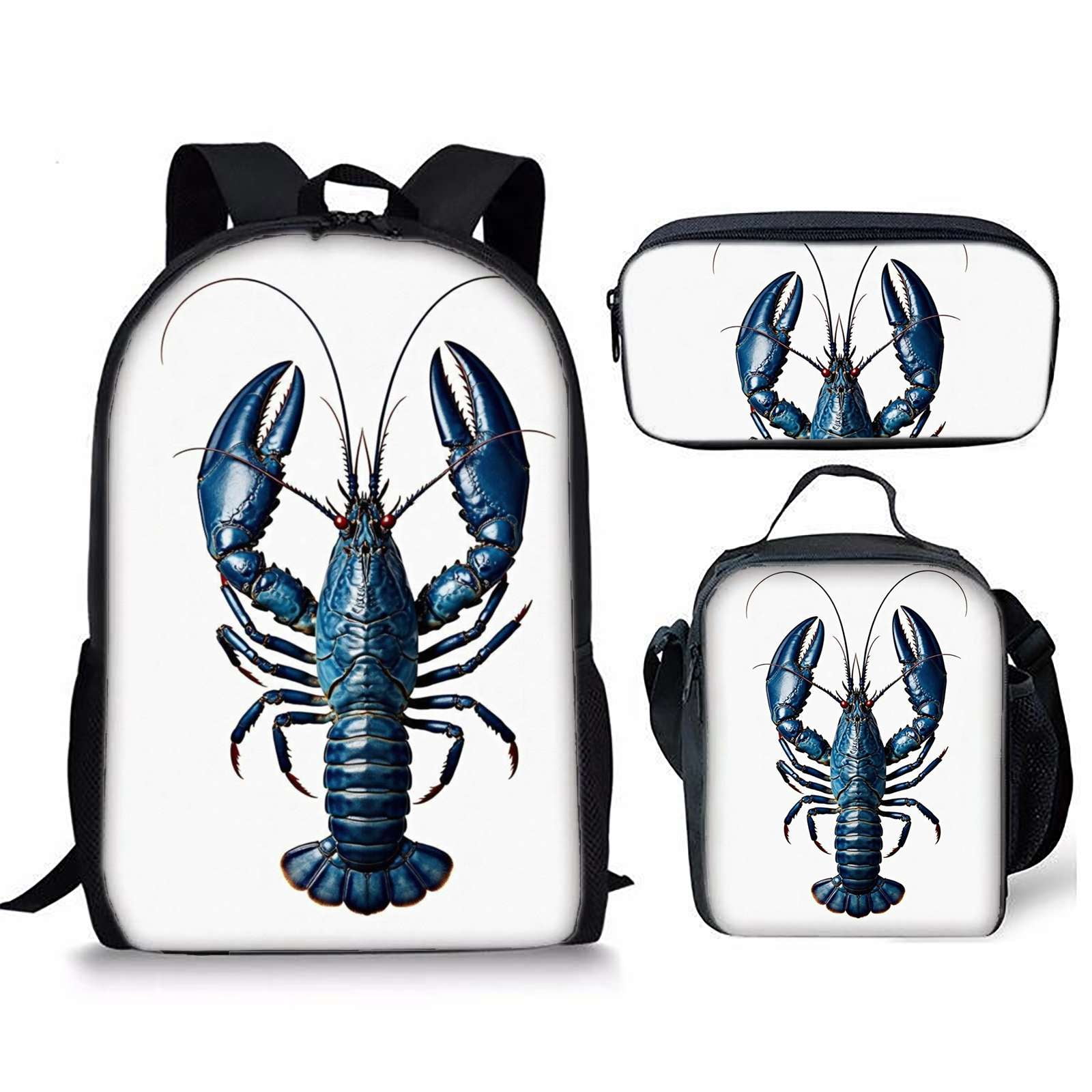 Blue Lobster Illustration Backpacks Bookbag Bags Rucksack Lunch Bag Pen ...