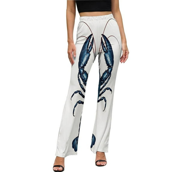Blue Lobster Illustration High Waisted Casual Flared Trousers Summer ...