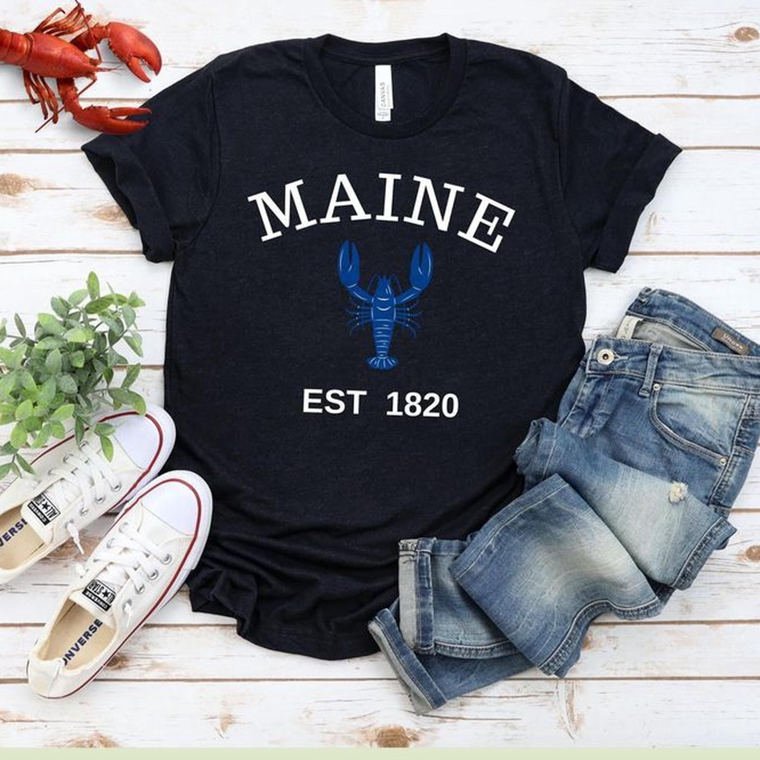 Blue Lobster Maine ME EST 1820 t-S1Hirt UniS1ex Jersehort eeve T1EE ...