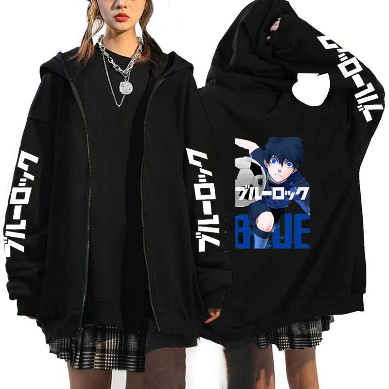 Blue Lock Anime Hoodie Coat, Oversized Harajuku Zip Up Sweatshirt ...