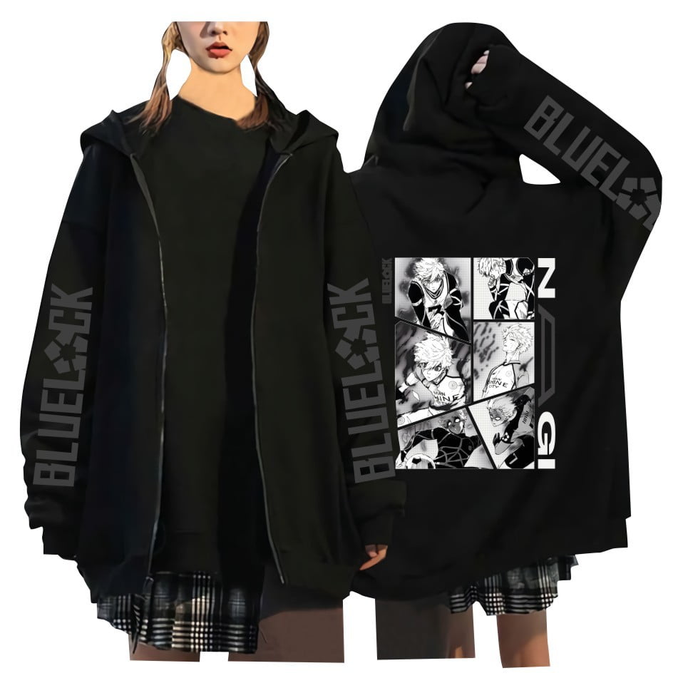 Blue Lock Anime Zip Up Hoodie – Casual Loose Fit Unisex Sweatshirt ...