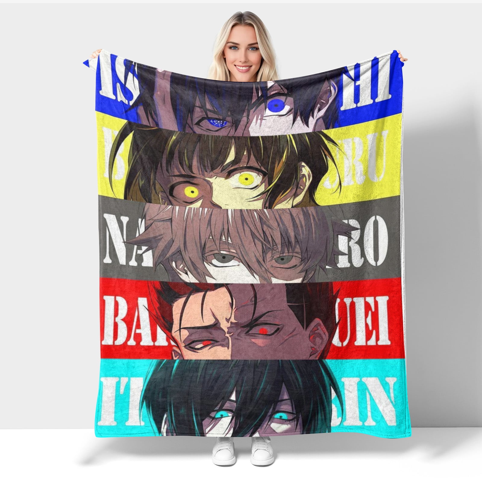 Blue Lock Blanket 50"X40",Throw Blankets Flannel Sleep Cozy Lightweight ...