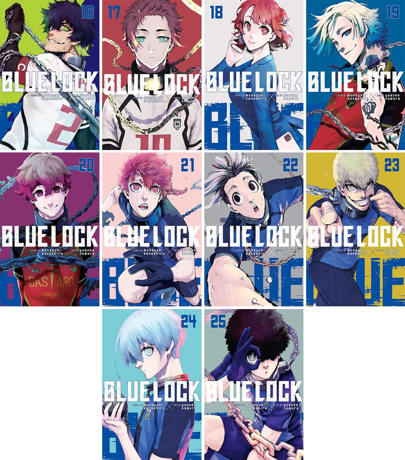 Blue Lock Series Vol 16-25 Collection 10 Books Set by Muneyuki ...