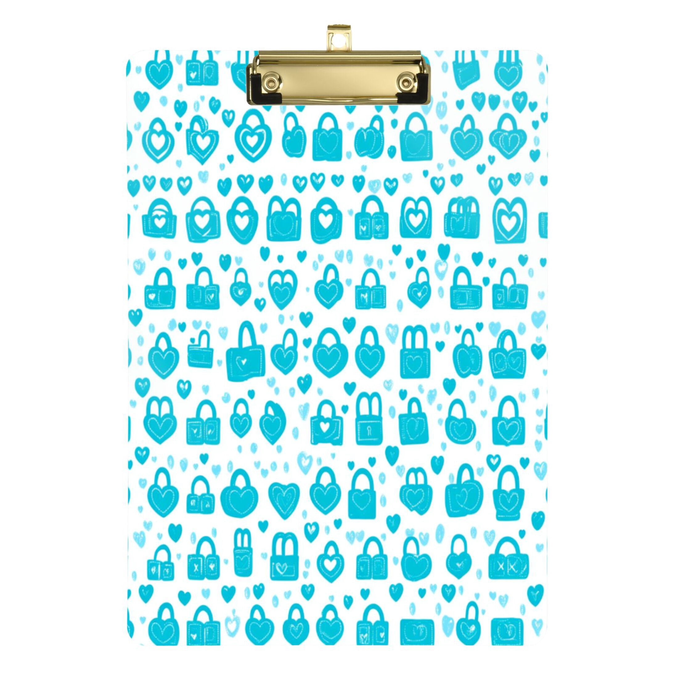 Blue Lock and Heart Pattern 12.5x9in Clipboard, Durable Acrylic with ...