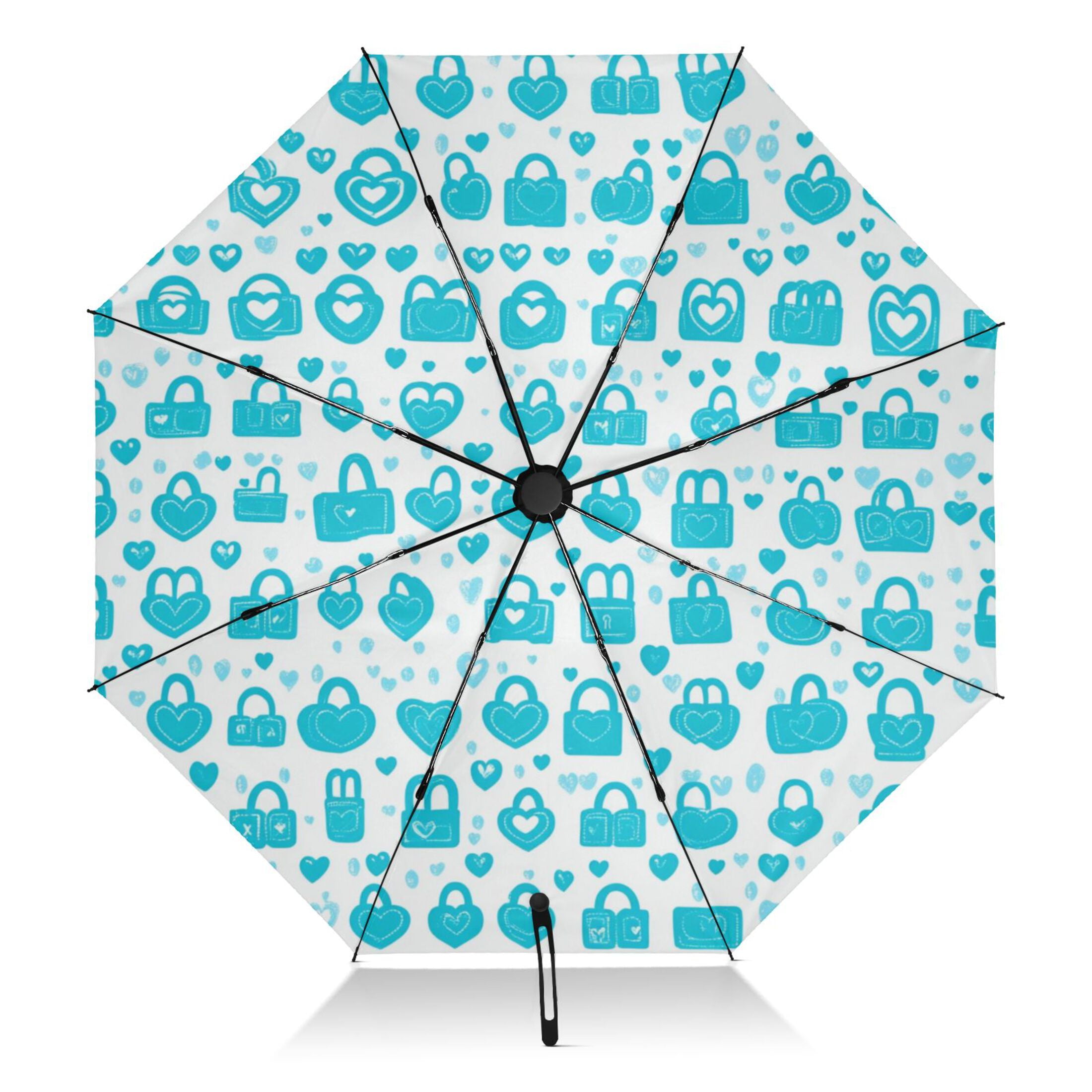 Blue Lock and Heart Pattern Extra Large Automatic Umbrella, UV ...