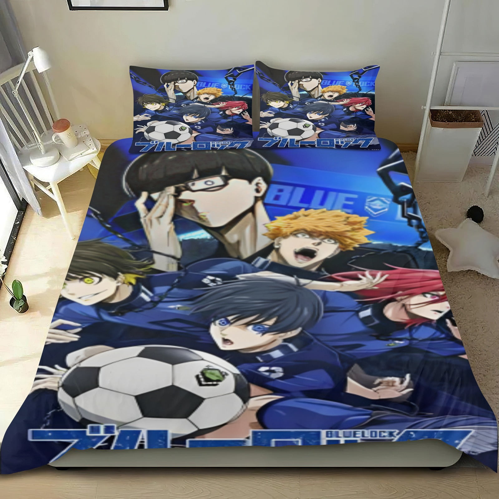 Blue Lock thin bedding set has One duvet cover and two pillowcases,35 ...