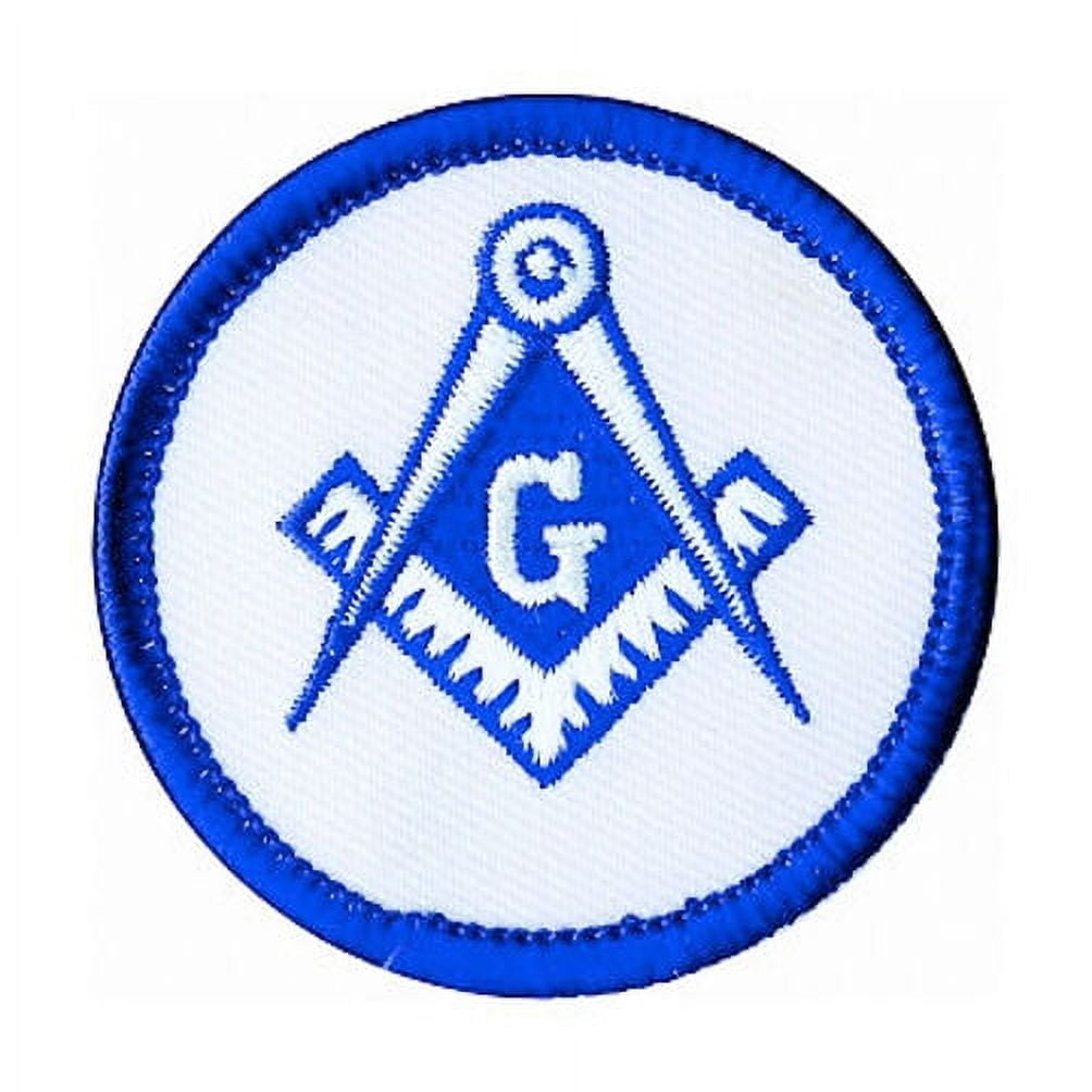 Blue Lodge Round Masonic Patch. Freemasons symbol blue white compass ...