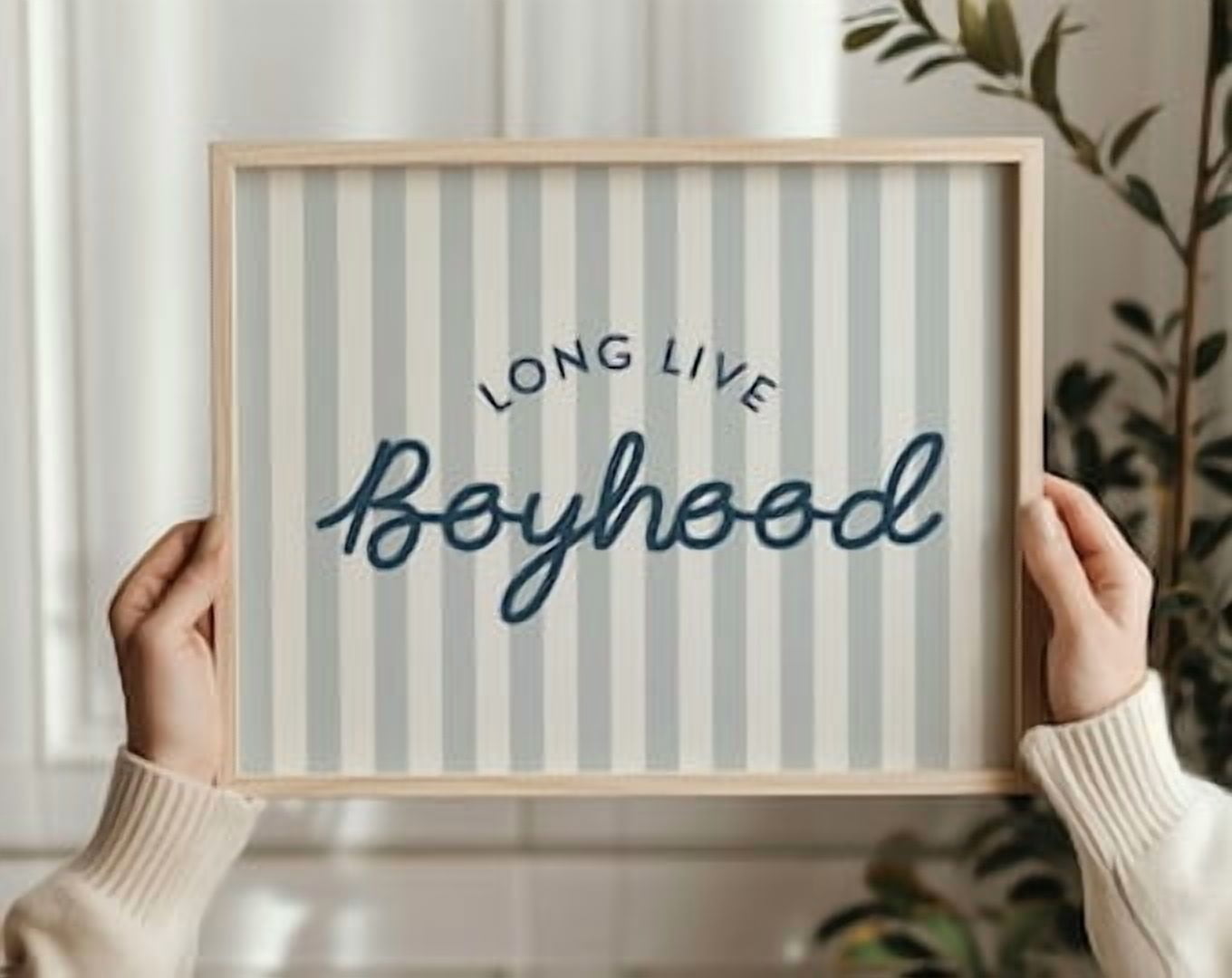 Blue Long Live Boyhood Stripe Able Poster Boy Nursery Decor Kids Room ...