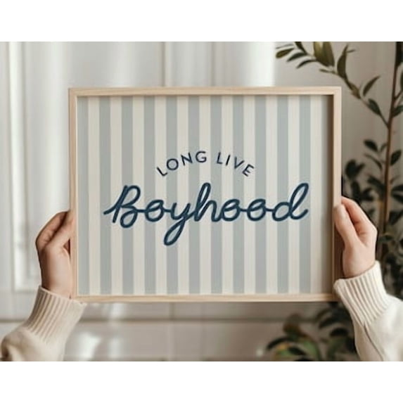Blue Long Live Boyhood Stripe Able Poster Boy Nursery Decor Kids Room ...