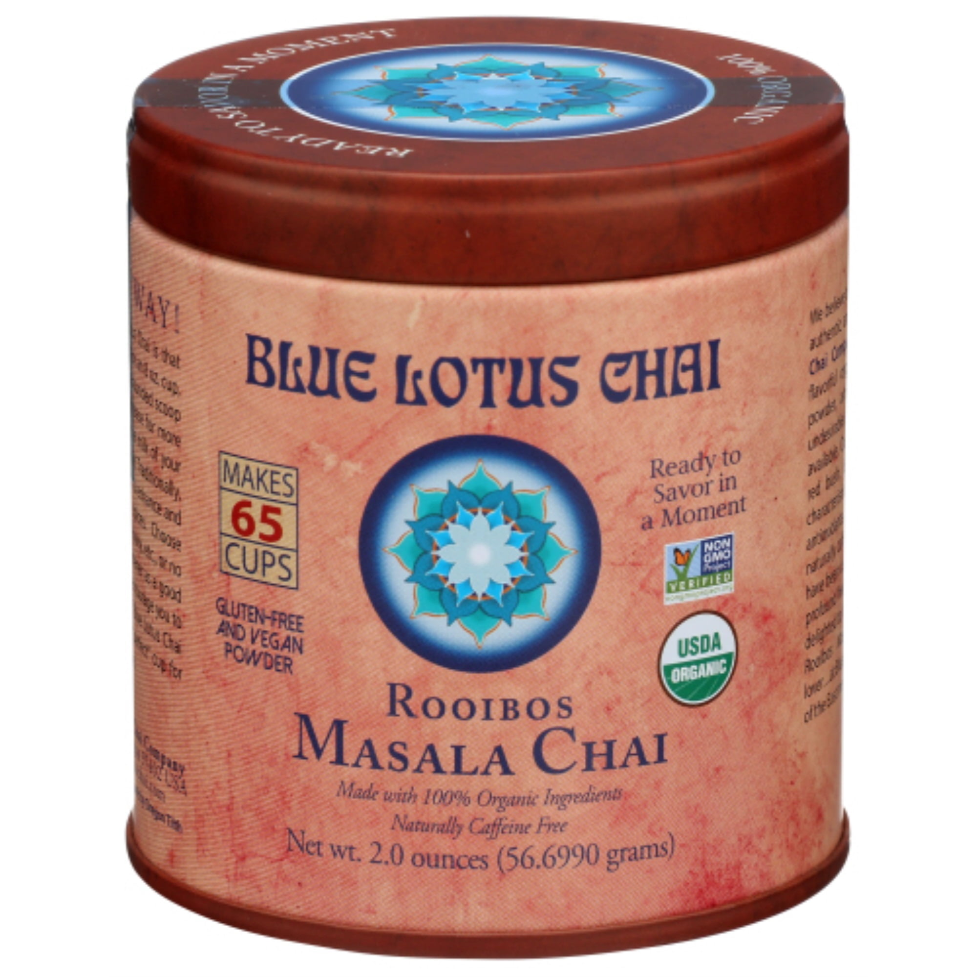 Blue Lotus Chai - Rooibos Flavor Masala Chai - Makes 65 Cups - 2 Ounce ...