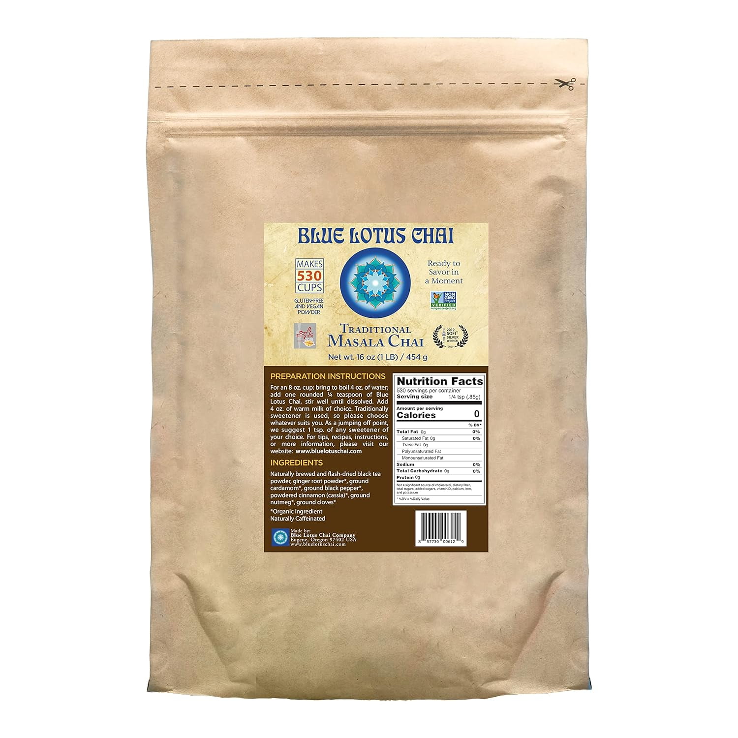 Blue Lotus Chai - Traditional Masala Chai - Makes 530 Cups - 1 Pound ...