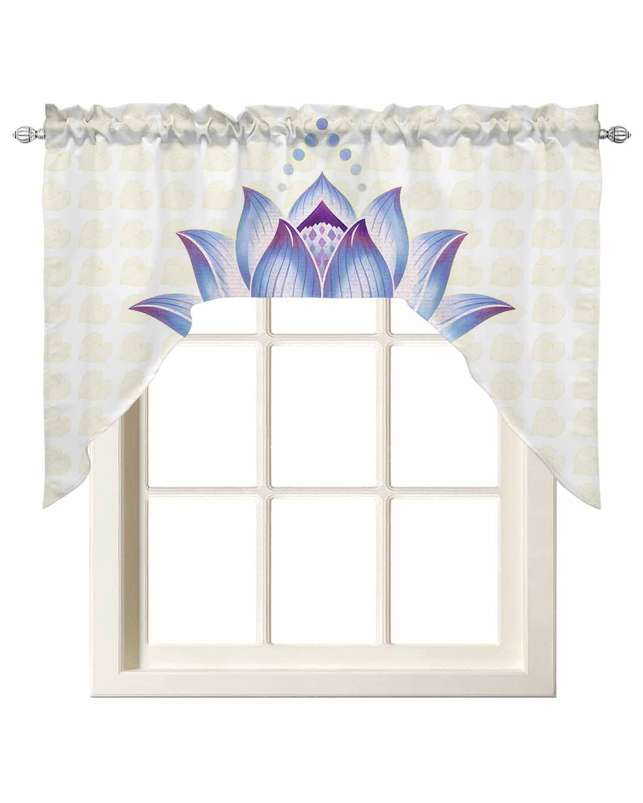 Blue Lotus Flowers Kitchen Swag Valances for Windows, Classic Love ...